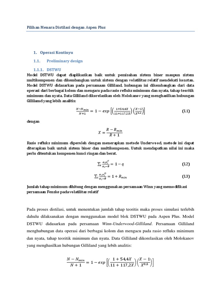 Pilihan Menara Distilasi Dengan Aspen Plus | PDF