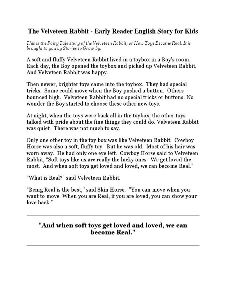 The Velveteenie Rabbit | PDF | General Fiction