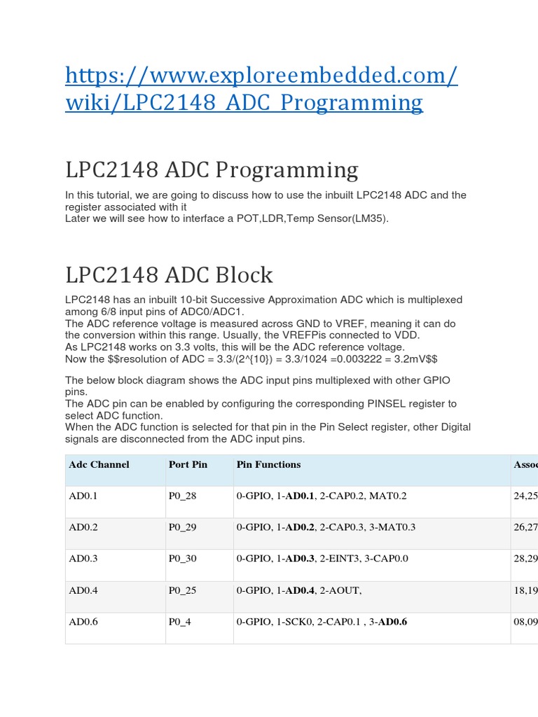 An In-Depth Guide to Programming the On-Chip ADC of the LPC2148 ...