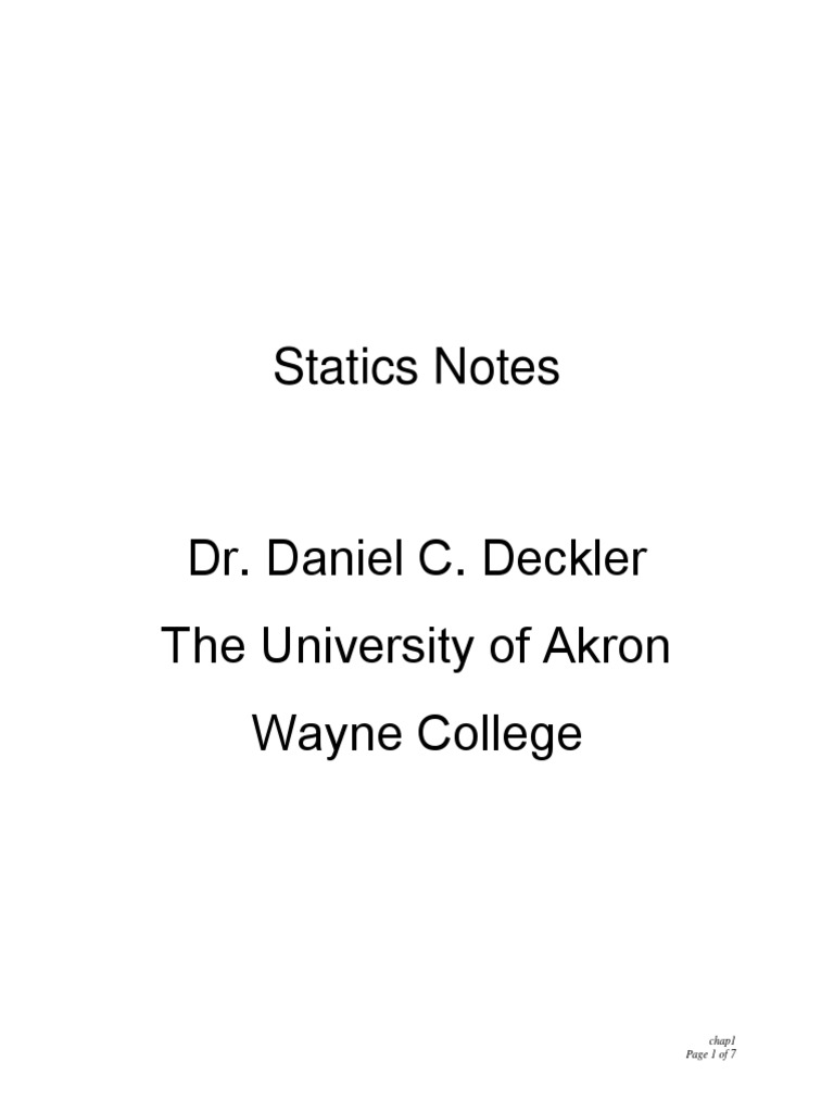 Statics Notes: Chap1 Page 1 of 7 | PDF | Force | Classical Mechanics
