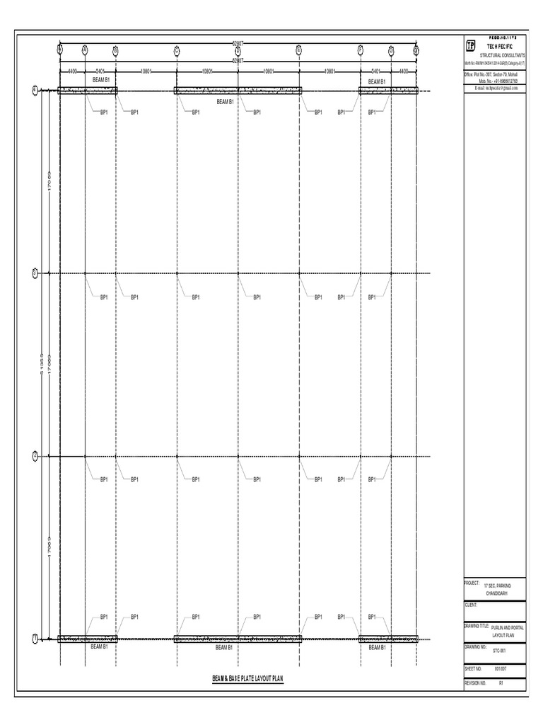A B C D E F G G' A' 62807 62807: Beam & Base Plate Layout Plan | PDF