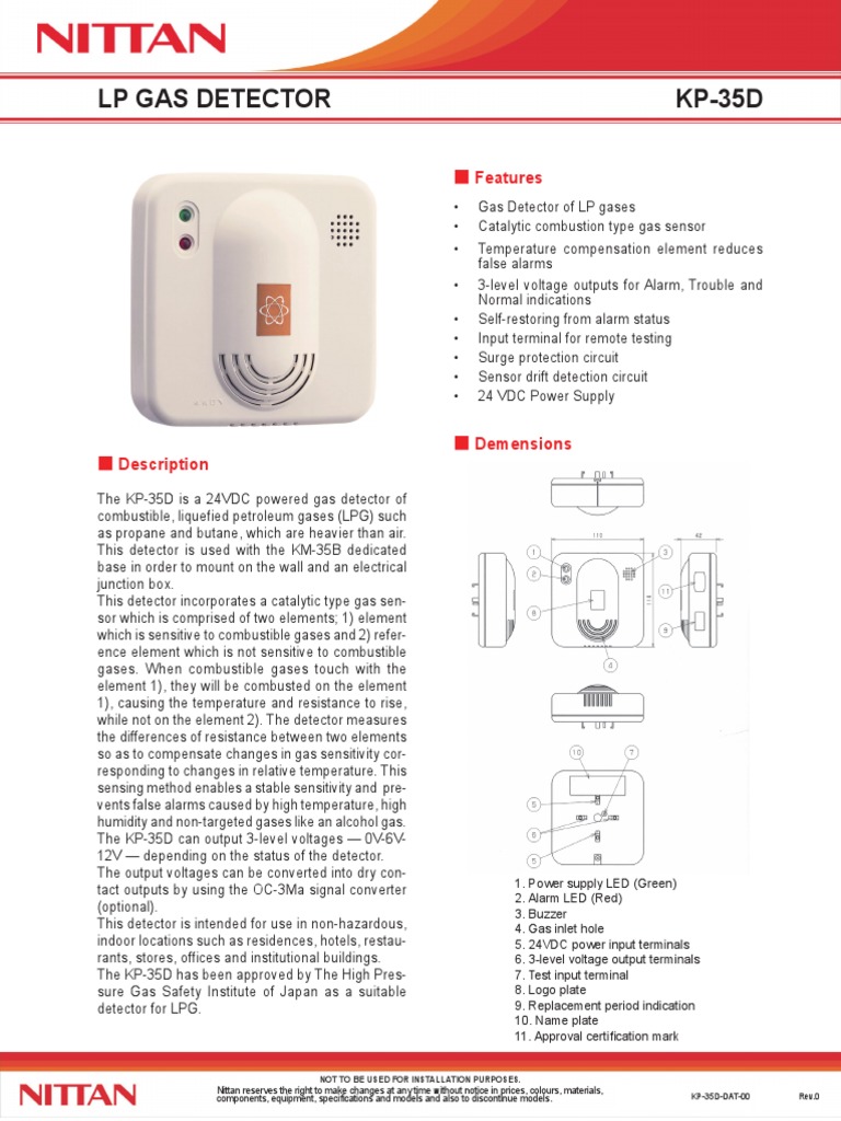 KP-35D LP Gas Detector Overview | PDF | Liquefied Petroleum Gas | Sensor