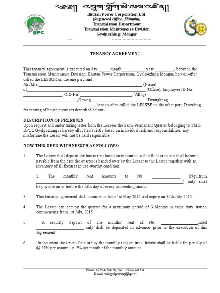 Tenency Agreement | PDF | Lease | Leasehold Estate