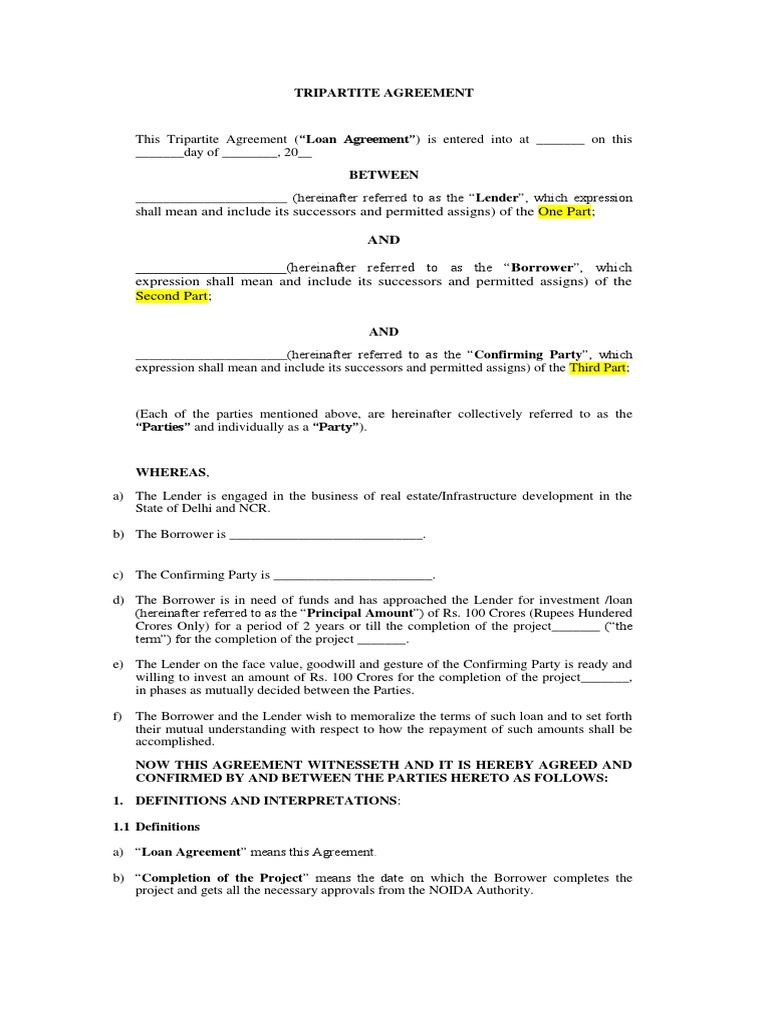 Draft of The Tripartite Agreement | PDF | Loans | Arbitration