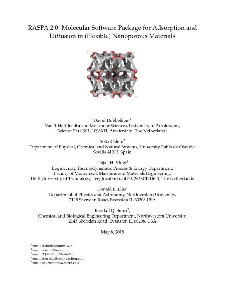 RASPA 2.0: Molecular Software Package For Adsorption and Diffusion in (Flexible) Nanoporous ...