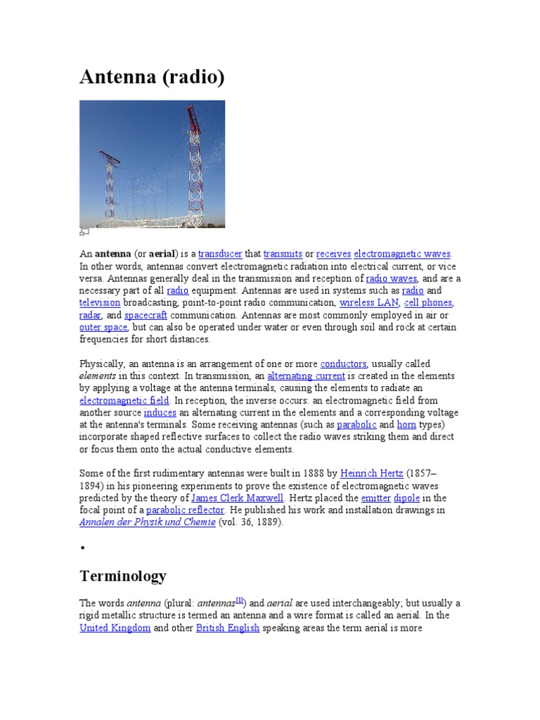 Antenna (Radio) : Terminology | PDF | Antenna (Radio) | Polarization ...