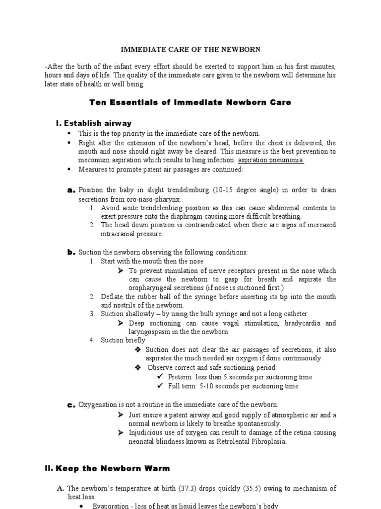 Essentials of Immediate Newborn Care | PDF | Infants | Breastfeeding