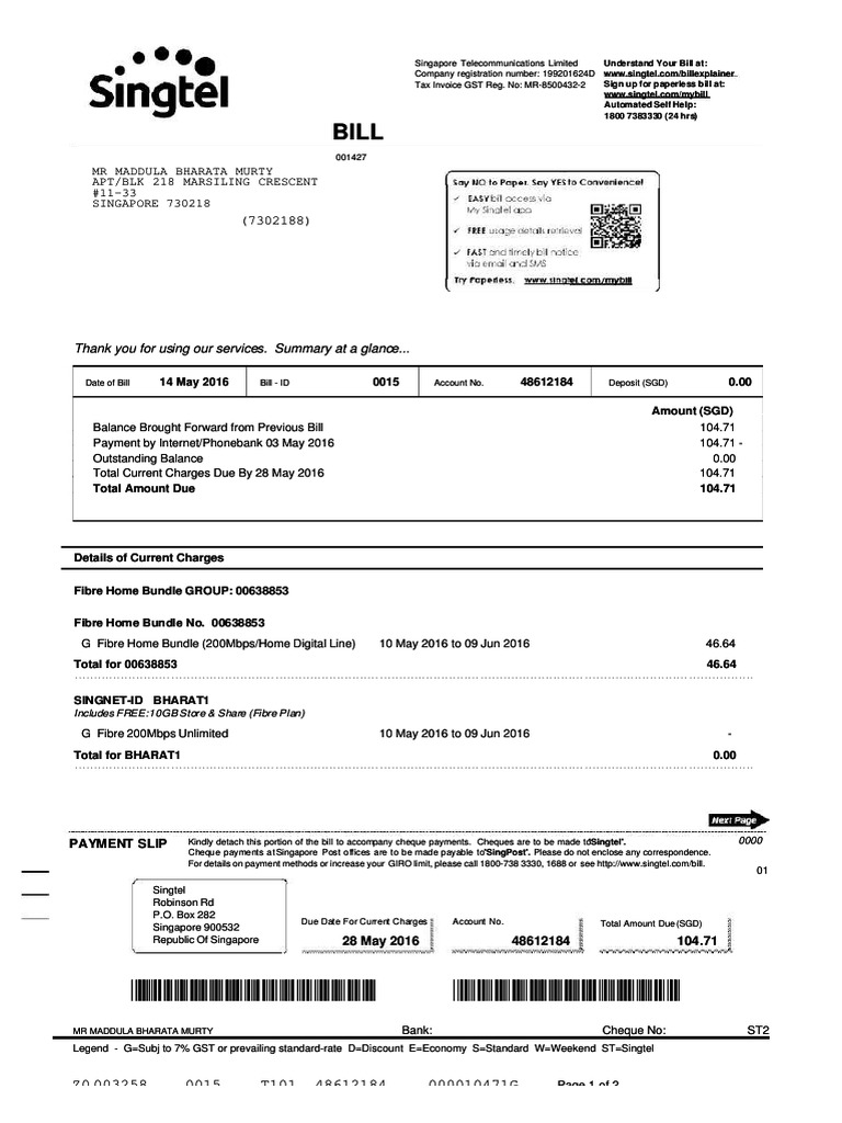 Sing Tel | PDF | Invoice | Value Added Tax