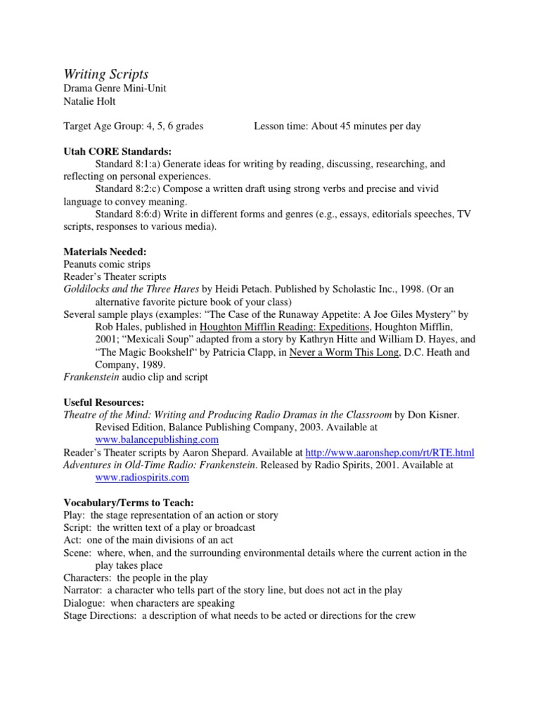 Script Writing Templates For Students PDF Free Download PDF | PDF ...