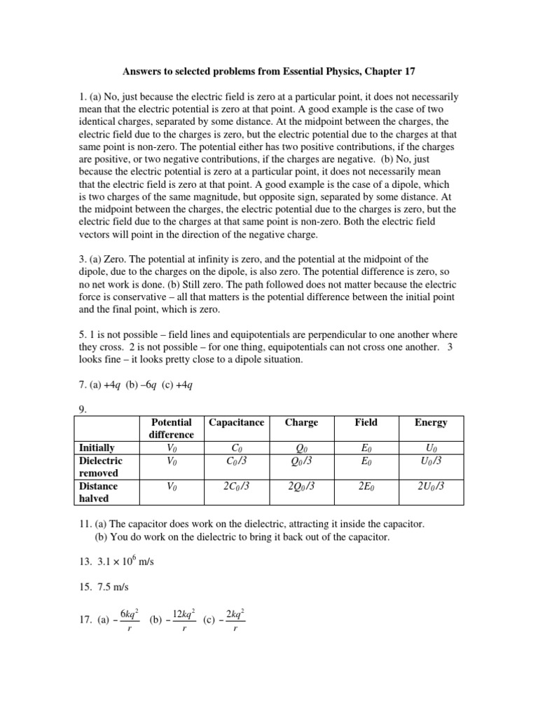 Answers To Selected Problems From Essential Physics, Chapter 17 | PDF ...