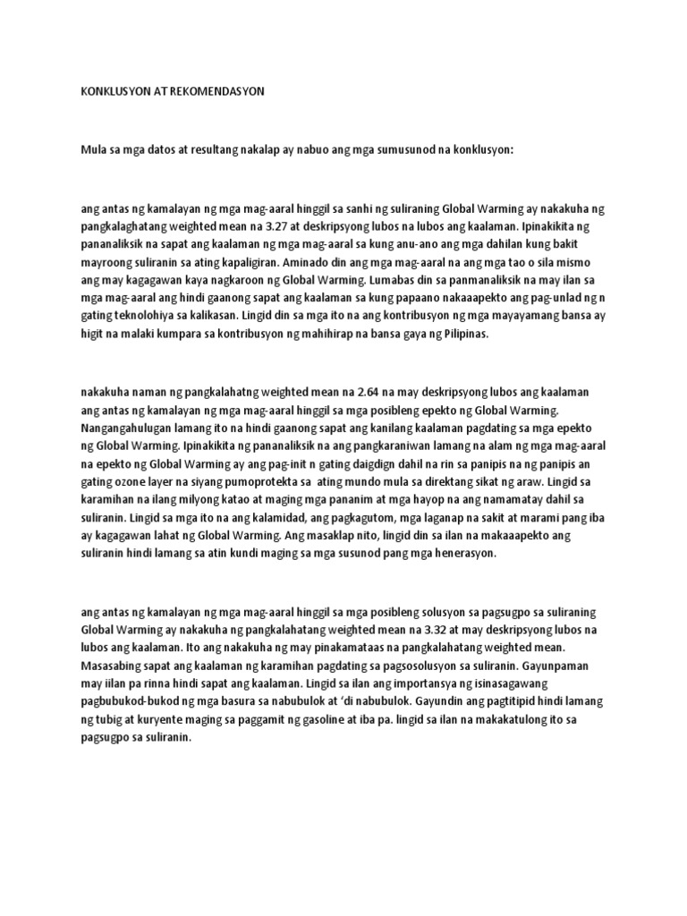 Konklusyon at Rekomendasyon | PDF