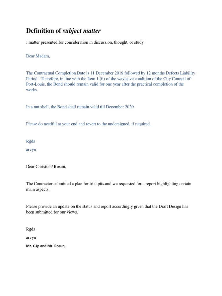 Definition of Subject Matter | PDF | Virtue | Common Law