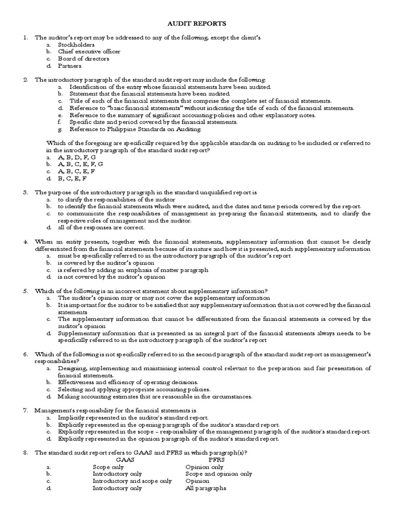 Audit Reports PDF | PDF | Auditor's Report | Going Concern