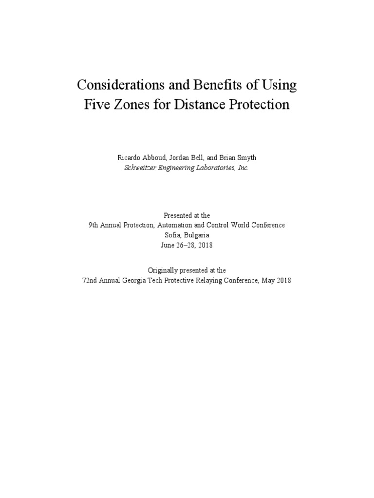 Considerations and Benefits of Using Five Zones For Distance Protection ...