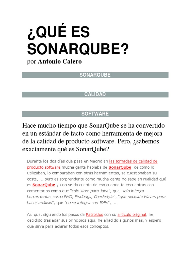 Qué Es Sonarqube | PDF | Java (lenguaje de programación) | Lenguaje de programación