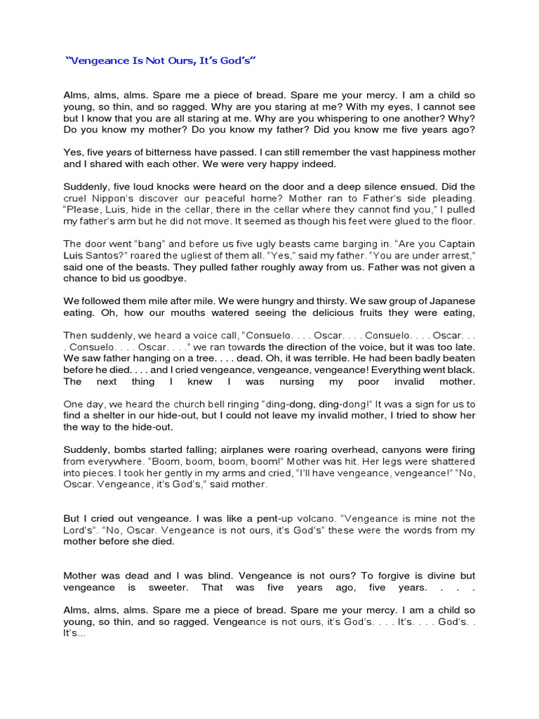 “Vengeance Is Not Ours, It’s God’s”