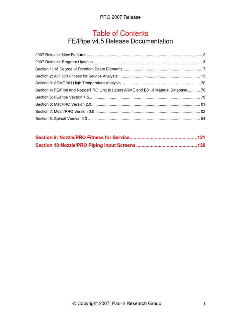 FE/Pipe v4.5 Release Documentation | PDF | Fracture | Strength Of Materials