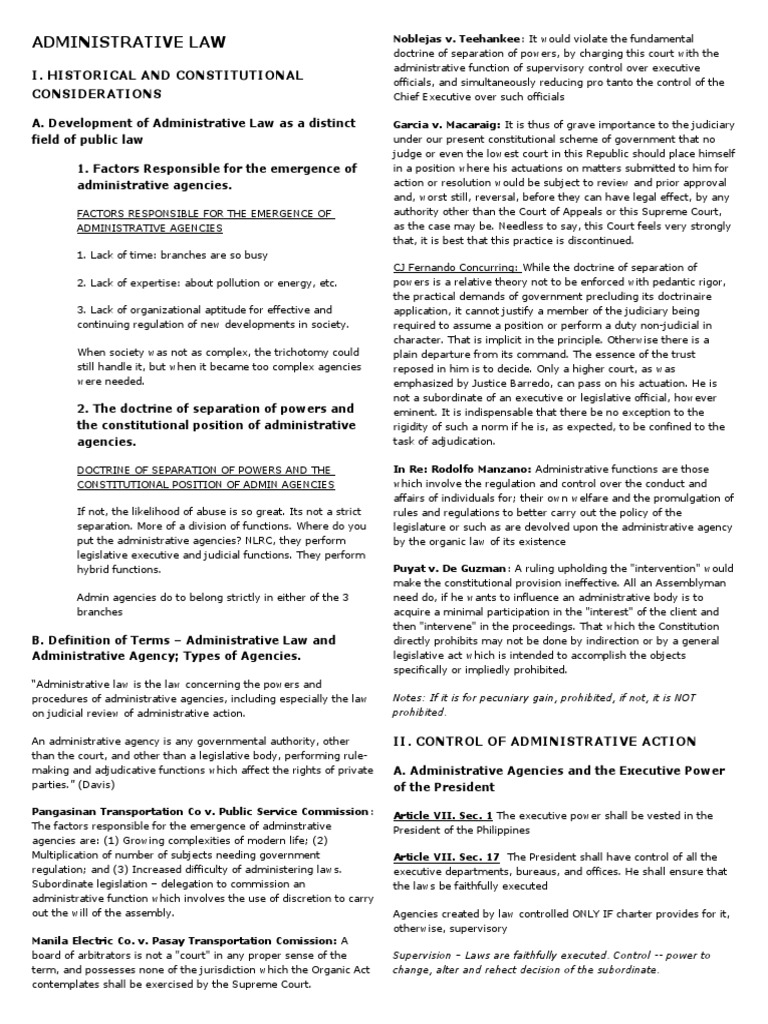 Administrative Law: I. Historical and Constitutional Considerations ...