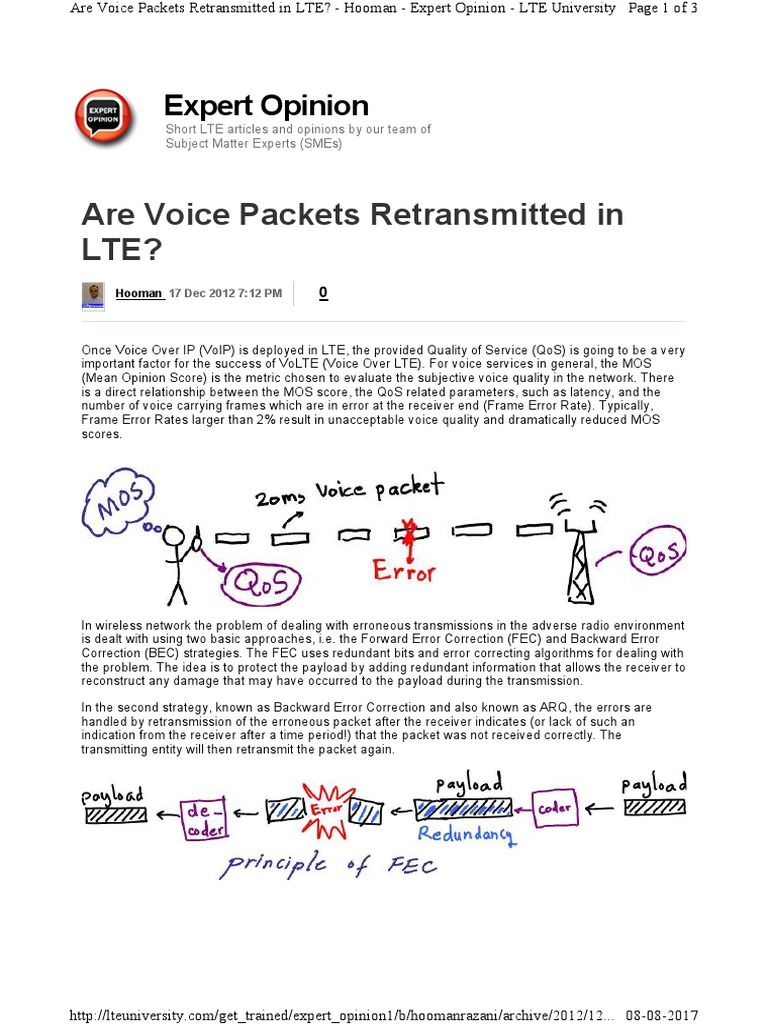 Are Voice Packets Retransmitted in Lte?: Expert Opinion | PDF | Voice ...