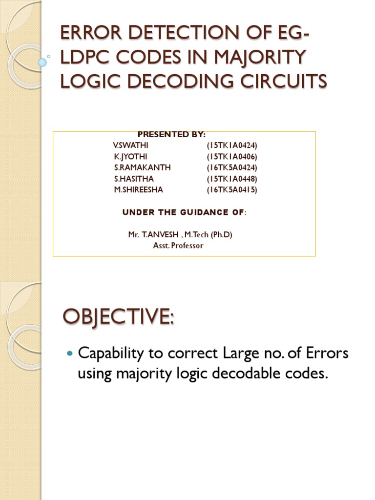 Error Detection Of Eg Ldpc Codes In Majority Logic Decoding Circuits Pdf Technology 7652