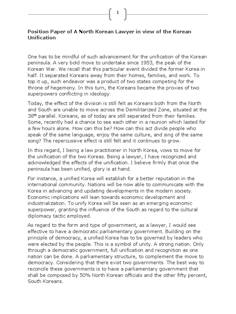 Position Paper North Korea | PDF | Korean War | North Korea