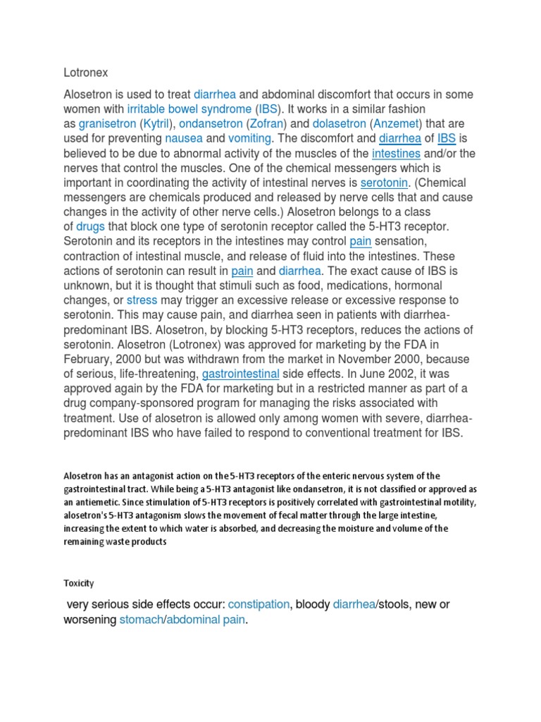 Alosetron | PDF | Irritable Bowel Syndrome | Clinical Medicine