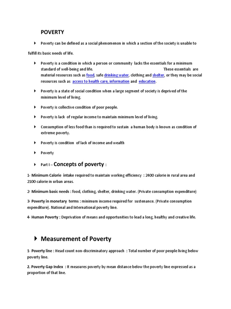 Measurement of Poverty | PDF | Poverty Threshold | Basic Needs