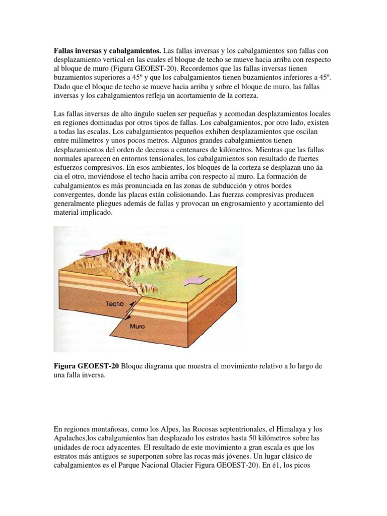 Fallas Inversas y Cabalgamientos | PDF | Falla (geología) | Estructura ...