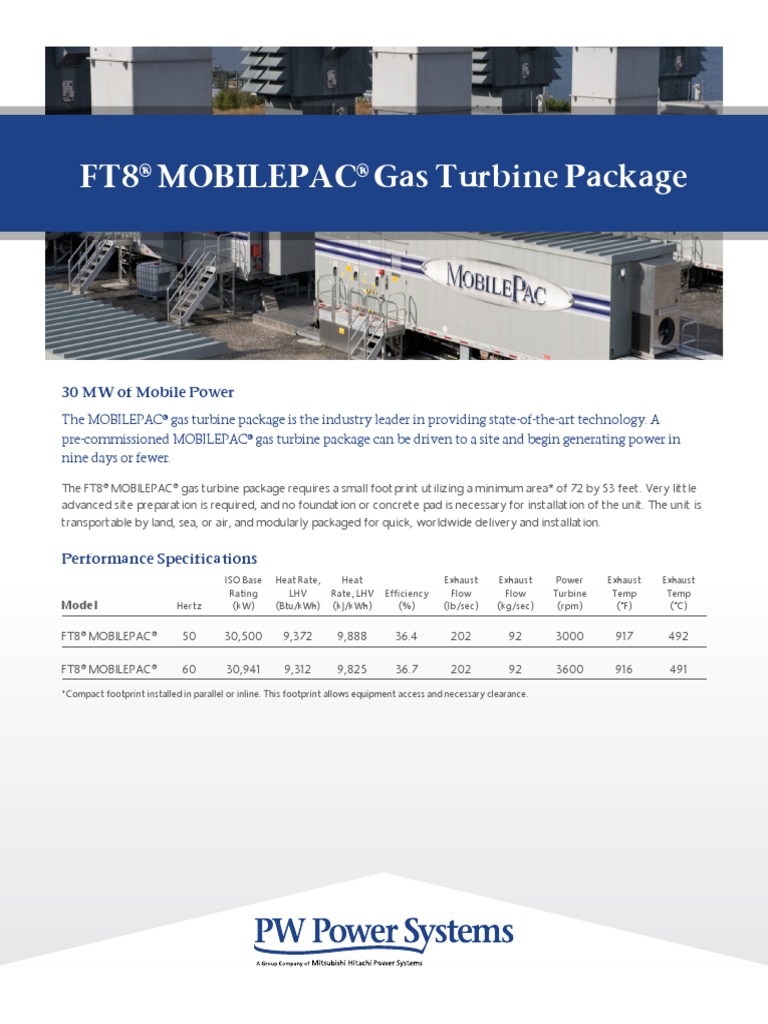 FT8 MOBILEPAC Gas Turbine Package | PDF | Gas Turbine | Electric Generator