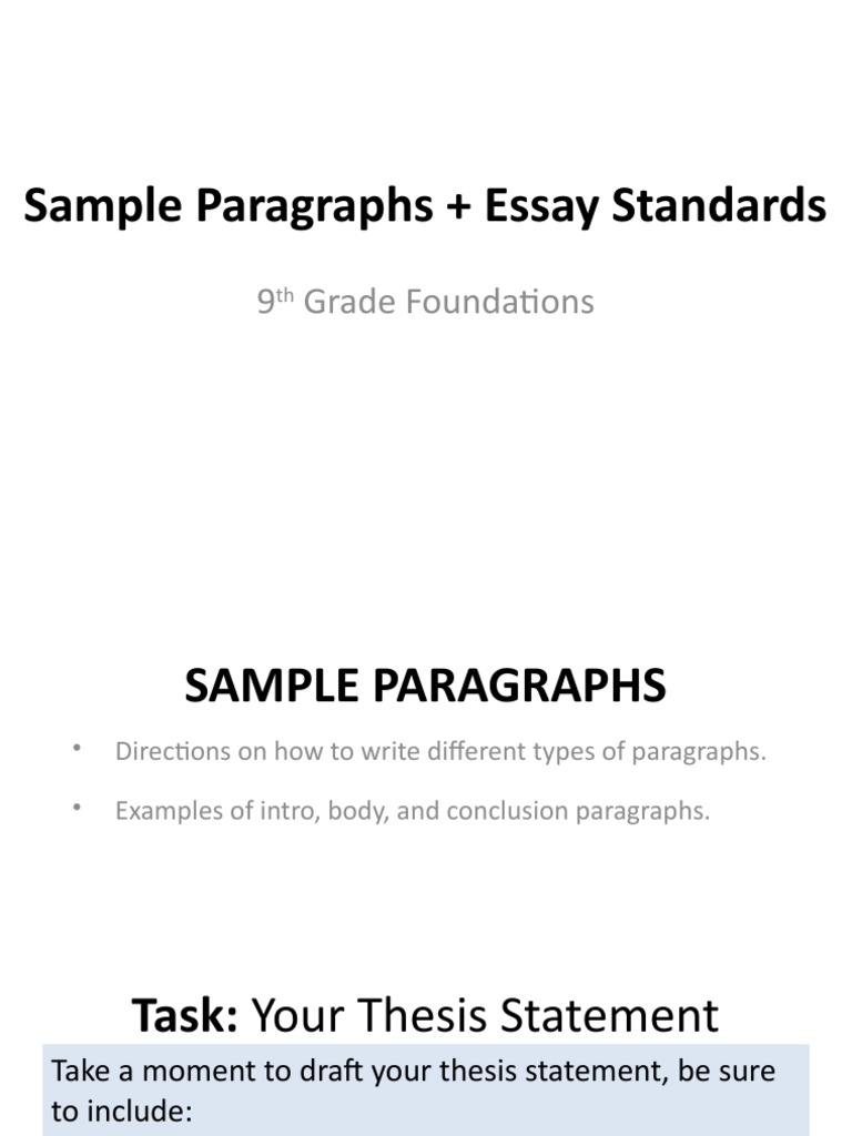 Sample Paragraphs Essay Standards | PDF | Extinction | Essays