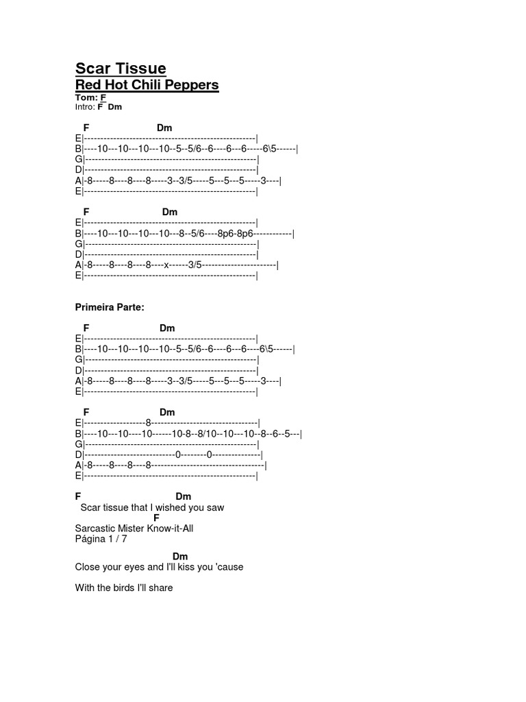 Guitar Tabs for "Scar Tissue" | PDF | Nature | Entertainment (General)
