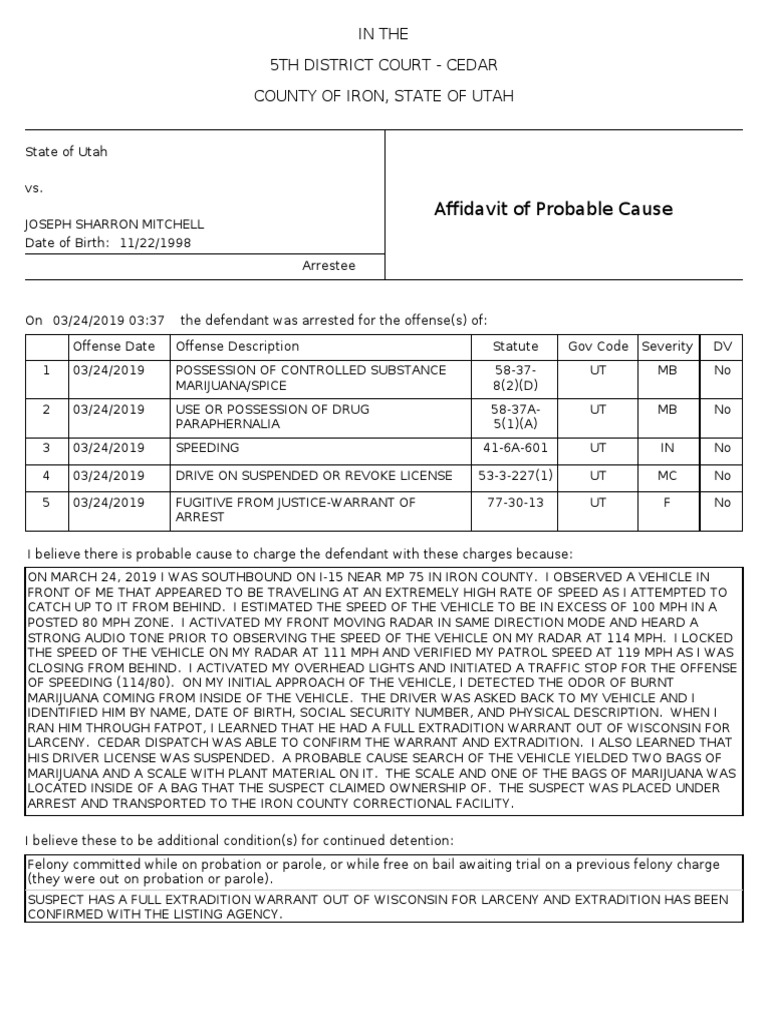 Joseph Mitchell PC Statement | Arrest | Criminal Law | Free 30-day ...