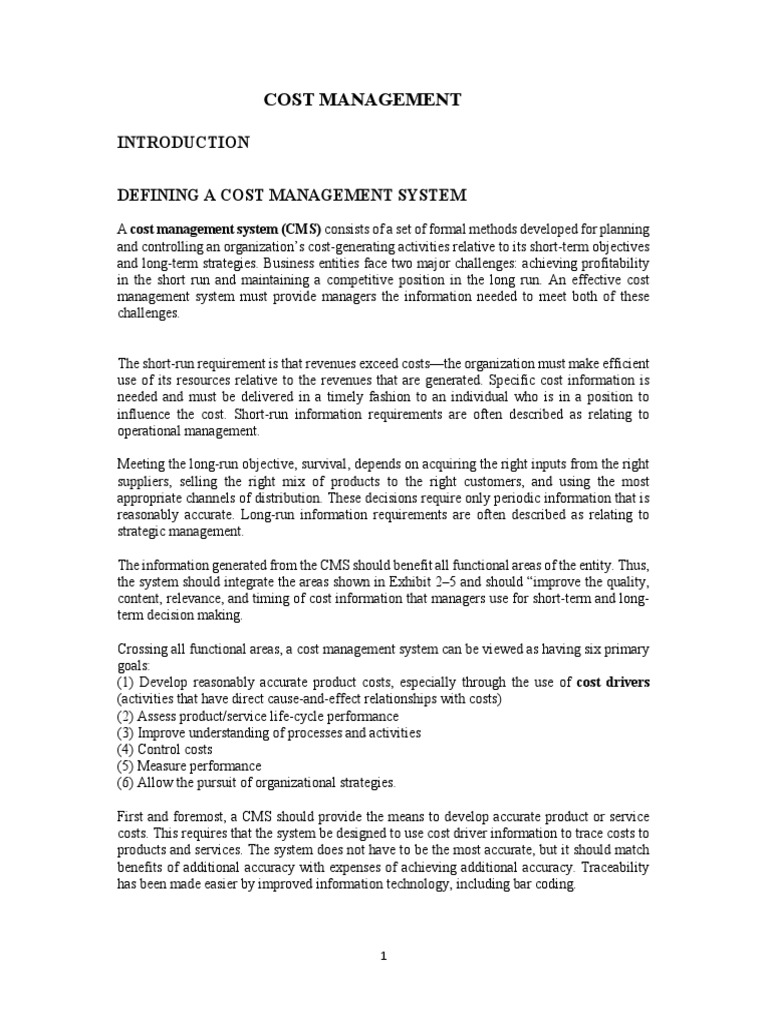 Defining A Cost Management System | PDF | Limited Liability Partnership ...