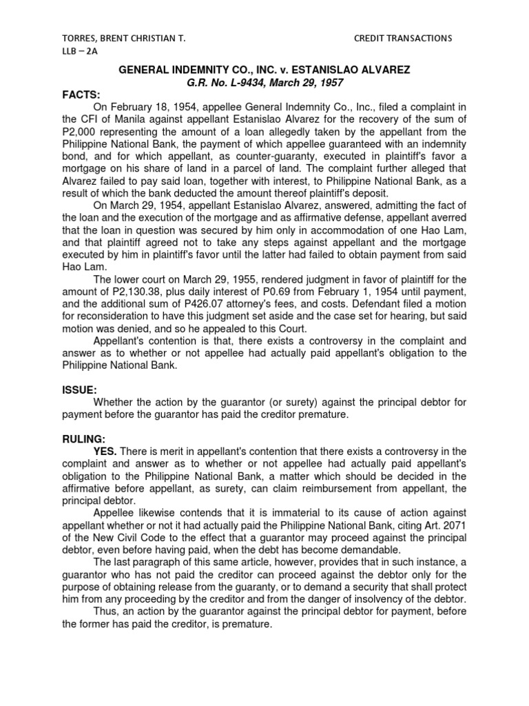 GENERAL INDEMNITY v. ALVAREZ | PDF | Social Institutions | Social Science