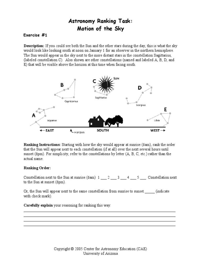 Astronomy Ranking Task: Motion of The Sky | PDF