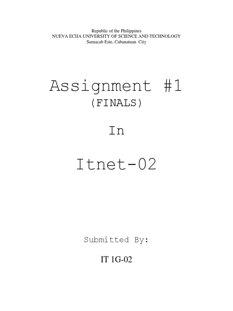 Assignment #1: (Finals) | PDF
