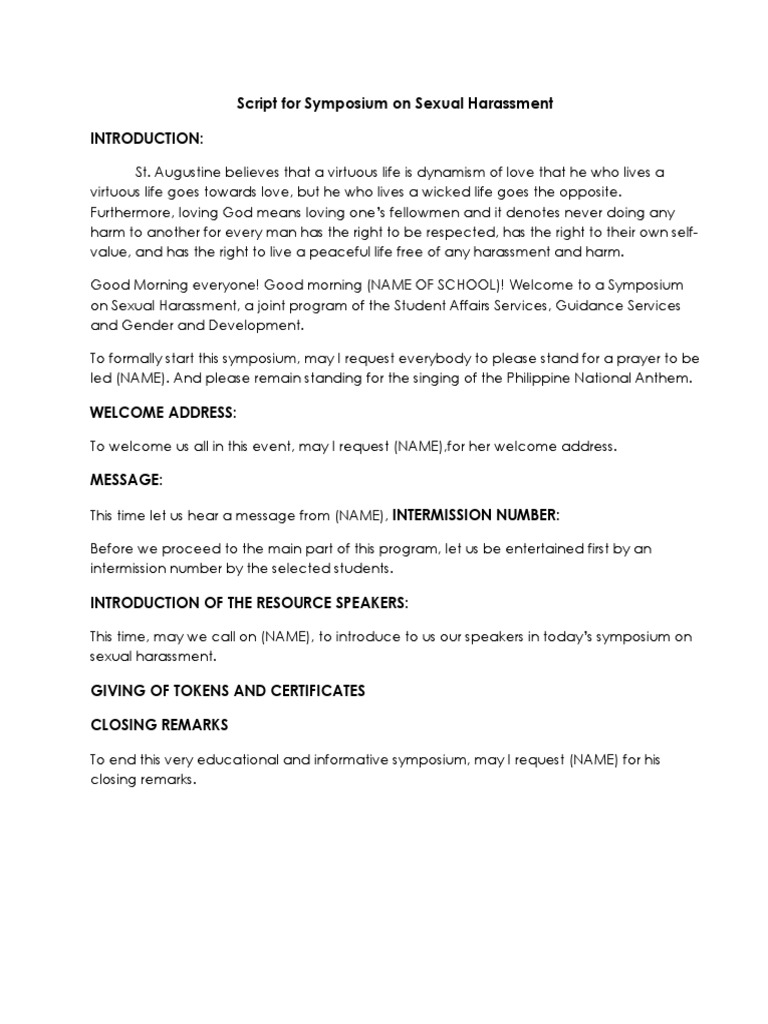 Symposium Script on Sexual Harassment | PDF | Intimate Relationships ...