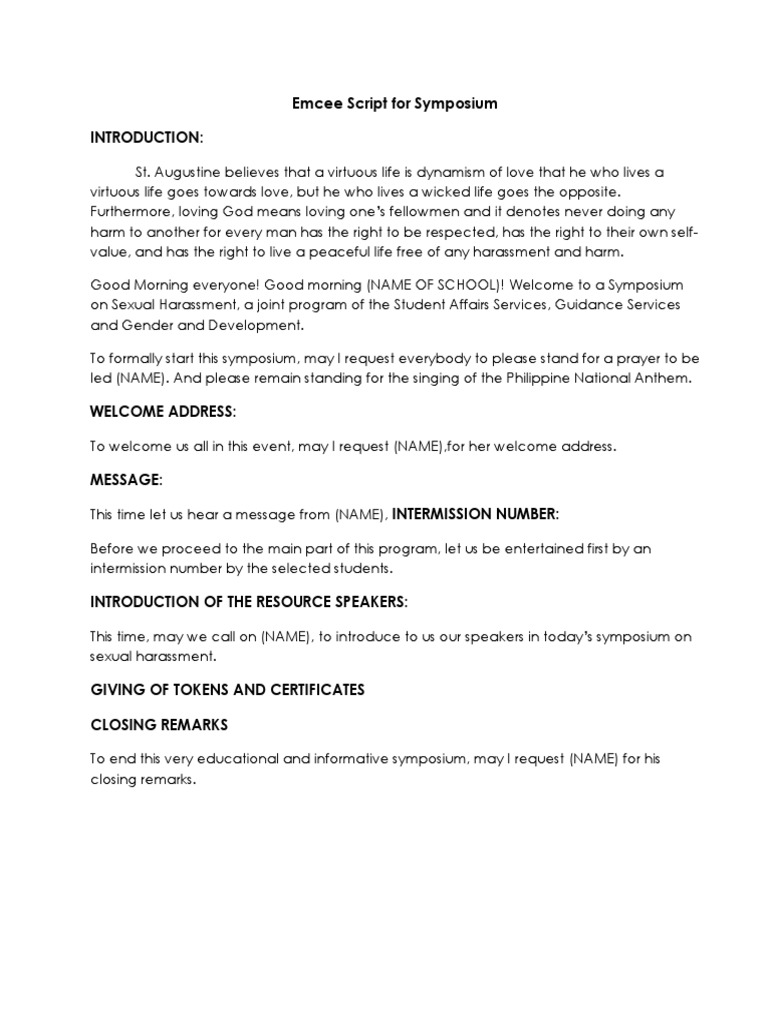 Emcee Script For Symposium | PDF