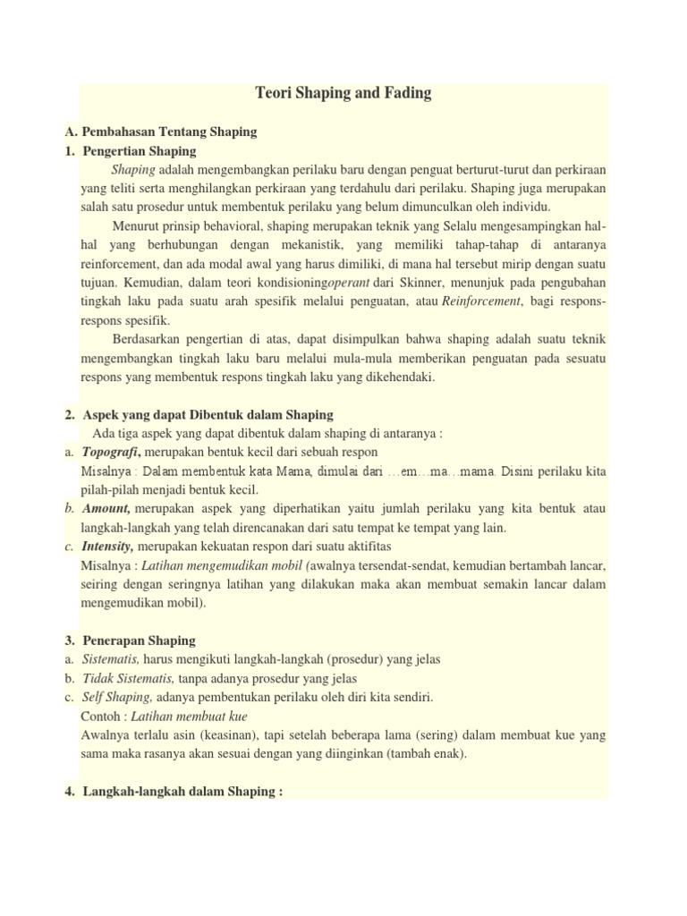 Teori Shaping dan Fading dalam Perilaku | PDF