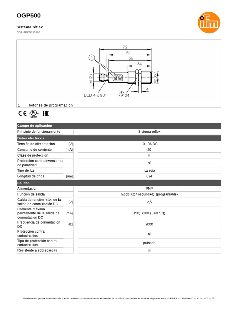 Ogp500 00 - Es Es PDF | PDF | Diodo emisor de luz | Ingenieria Eléctrica
