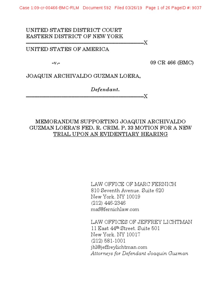 Joaquin "El Chapo" Guzman Loera: Motion For A New Trial | PDF | Voir ...