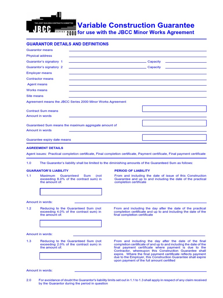 Variable Construction Guarantee MW 3 | PDF | Guarantee | Social ...