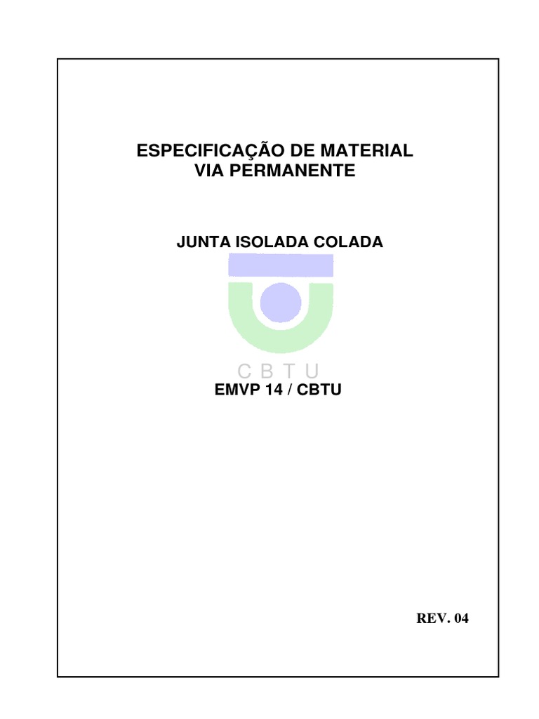 Especificação técnica detalhada para juntas isoladas coladas em trilhos ...
