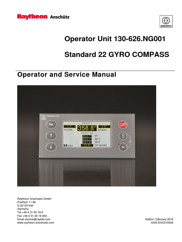 Operator Unit 130-626.NG001 Standard 22 GYRO COMPASS: Operator and ...