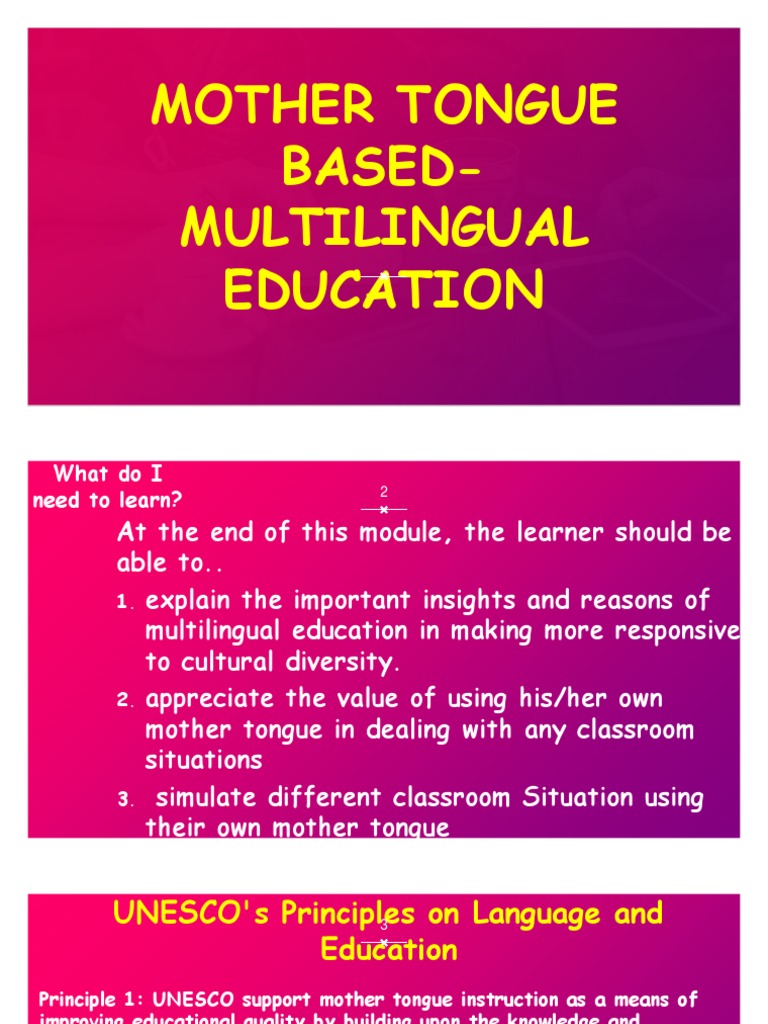 Special Topic (Mother Tongue Based Education) | PDF | First Language ...