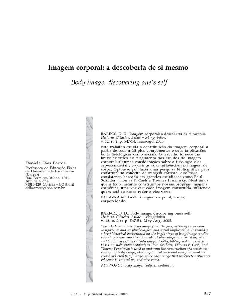 Imagem Corporal: Autoconhecimento Através do Corpo | PDF | Imagem | Emoções