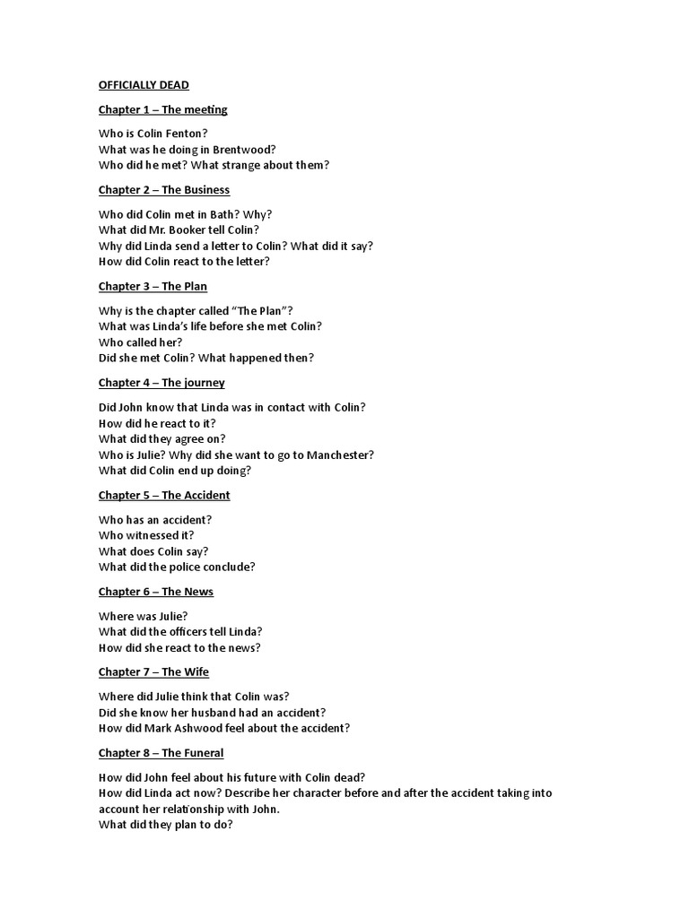 Officially Dead - Final Exam Reading Guide | PDF