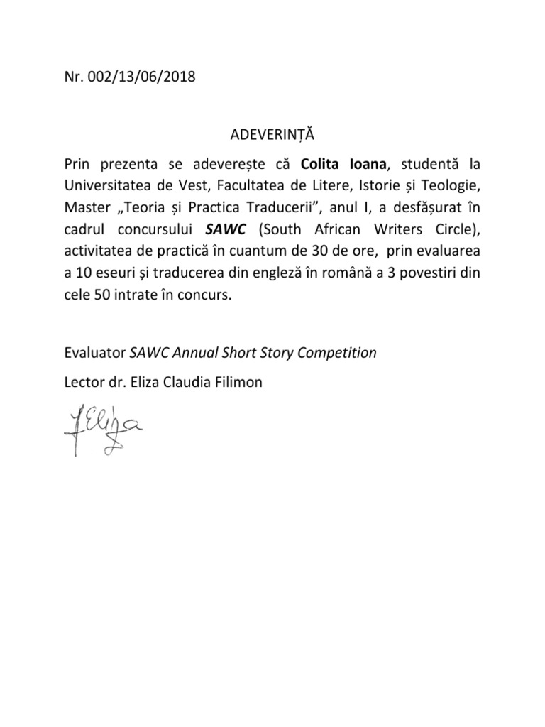 Adeverinta Practica | PDF