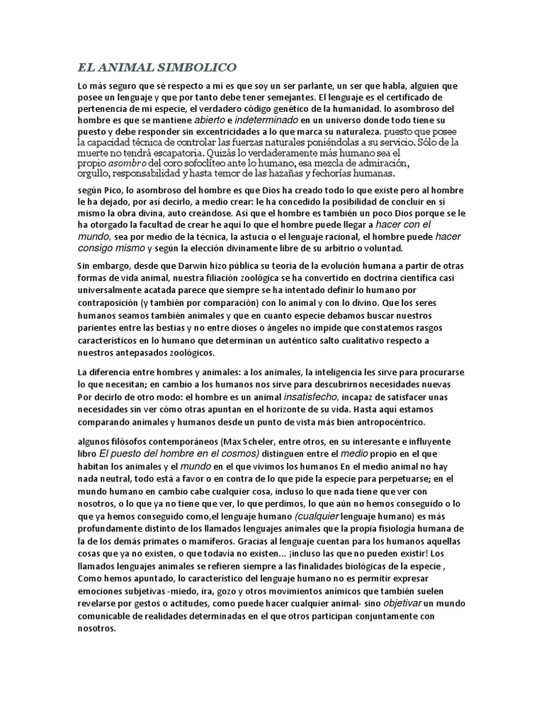 El Hombre: Animal Simbólico y Creador | PDF | Homo Sapiens | Los símbolos