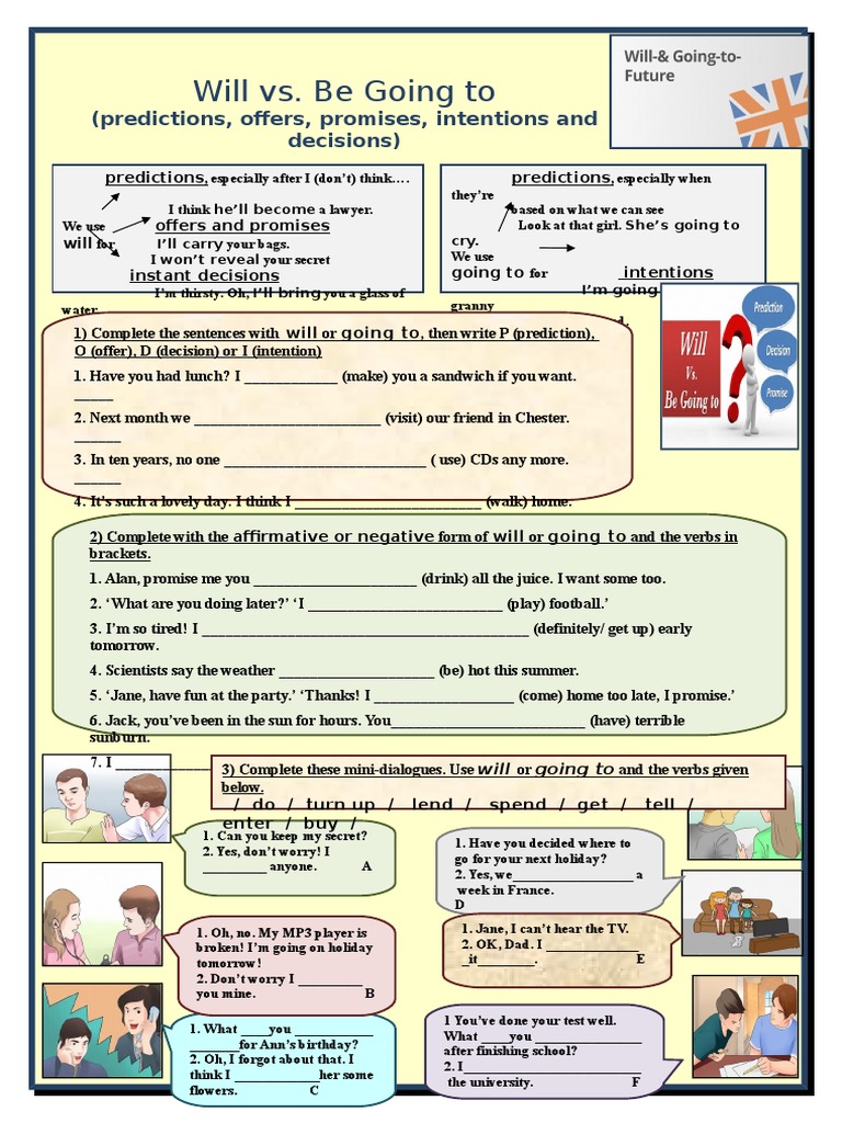 Will Vs Be Going To Grammar Drills Grammar Guides - 92660 | PDF